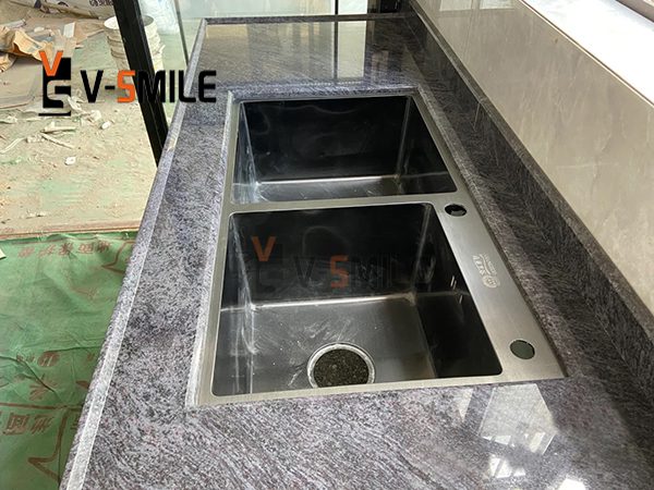 Blue granite sink kitchen granite kitchen counter top Double sink ...