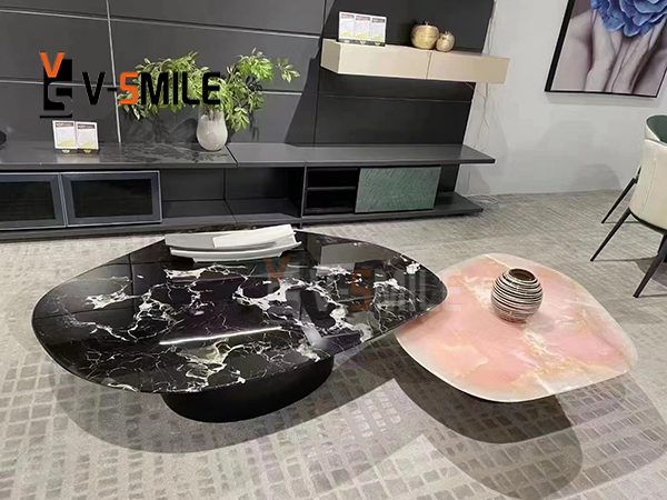 Custom cut marble table top restaurant hotel marble top dining table ...