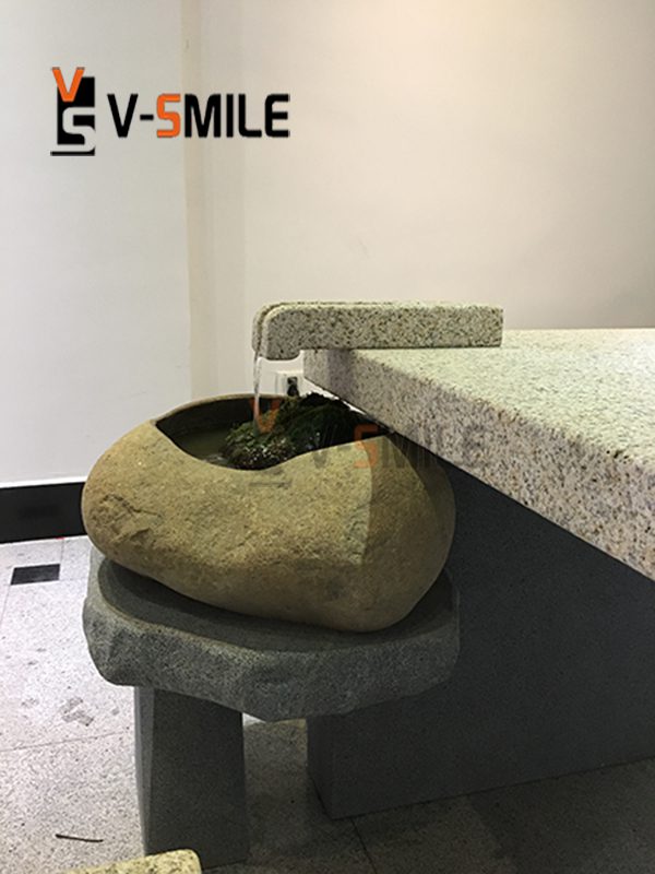Japanese Style Rough dark grey Marble Stone garden Countertop Wash ...