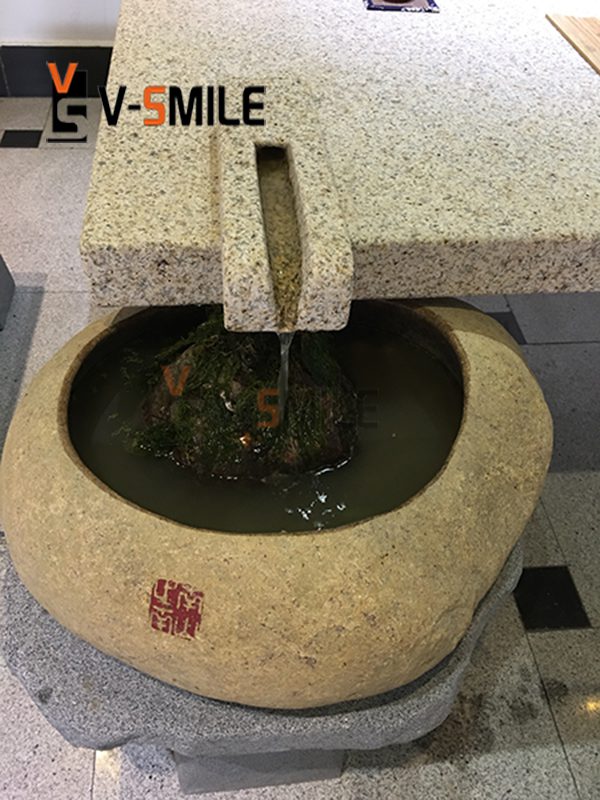 Japanese Style Rough dark grey Marble Stone garden Countertop Wash ...
