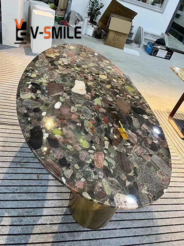 Custom cut marble table top restaurant hotel marble top dining table ...
