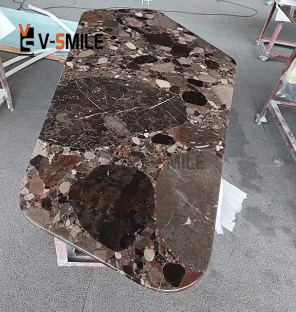 Custom cut marble table top restaurant hotel marble top dining table ...